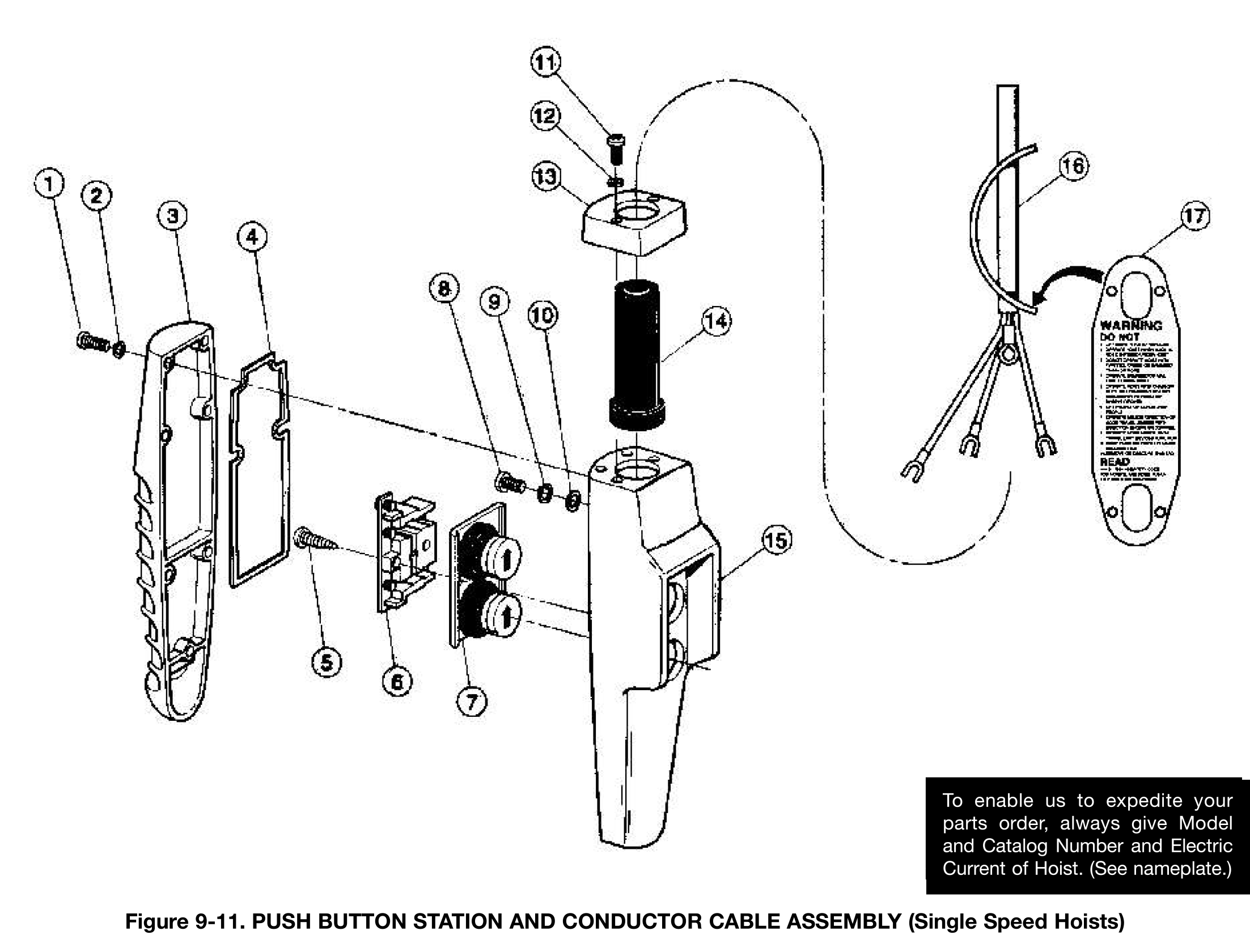 Push Button Station & Cable Assembly 1 Spd - Otsego Crane & Hoist