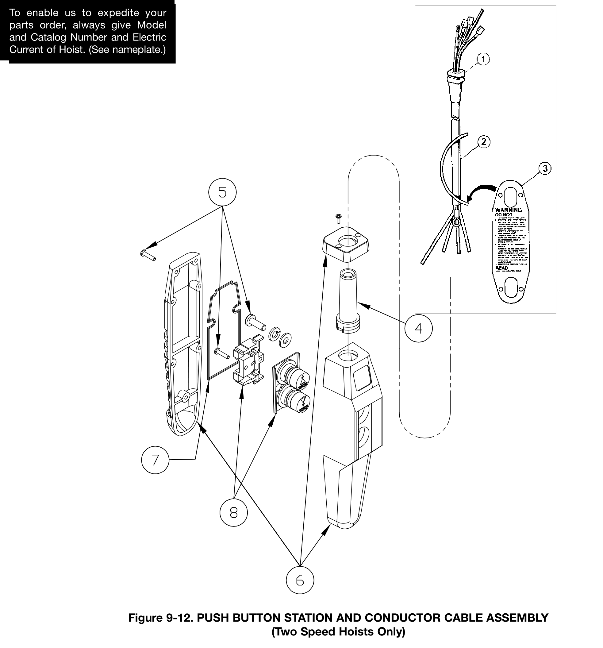 Push Button Station & Cable Assembly 2 Spd - Otsego Crane & Hoist